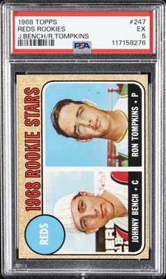 1968 TOPPS JOHNNY BENCH/RON TOMPKINS #247 REDS ROOKIES ROOKIE RC PSA 5 ...