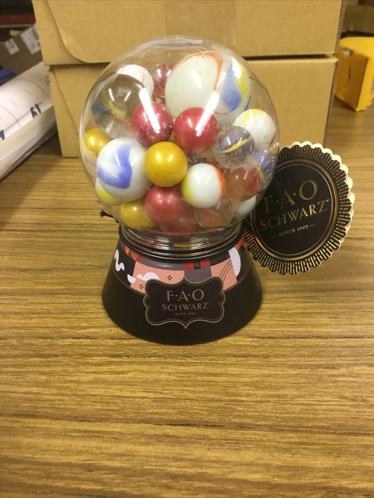 FAO Schwarz Glass Marbles Lot in Snow Globe 1 Jumbo 3 Mediums 1862 ...