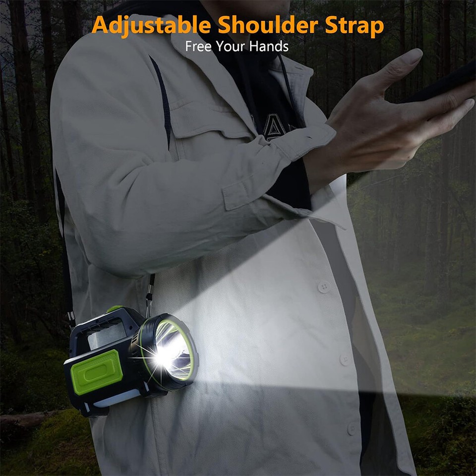 LED Searchlight USB Rechargeable Hand Torch Work Light Lamp Flashlight ...