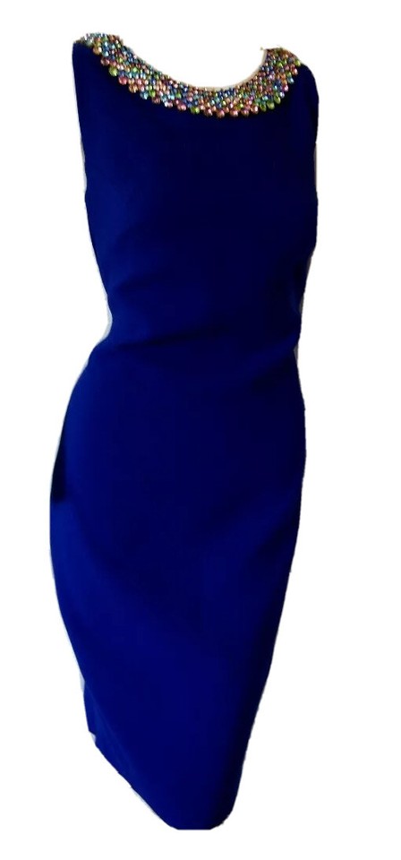Azadeh Couture Royal Blue Crystal Neckline Open Back Formal Dress Sz 10 ...