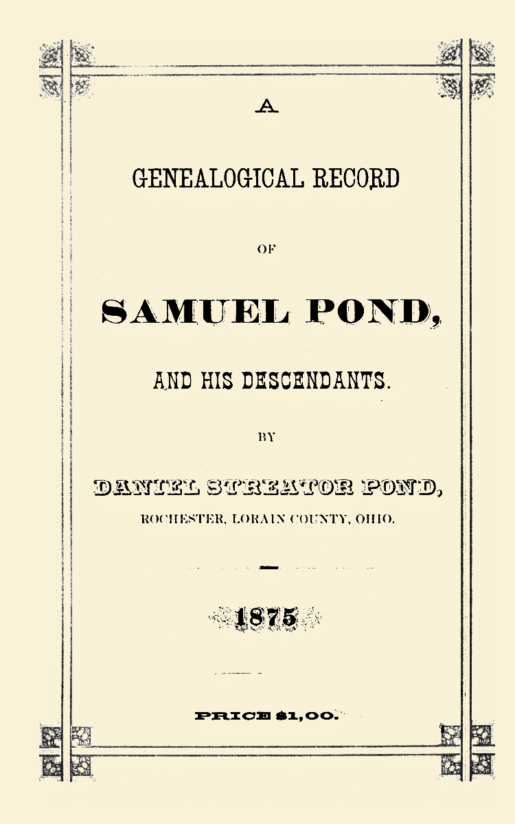 A Genealogical Record of Samuel Pond and his Descendants | eBay