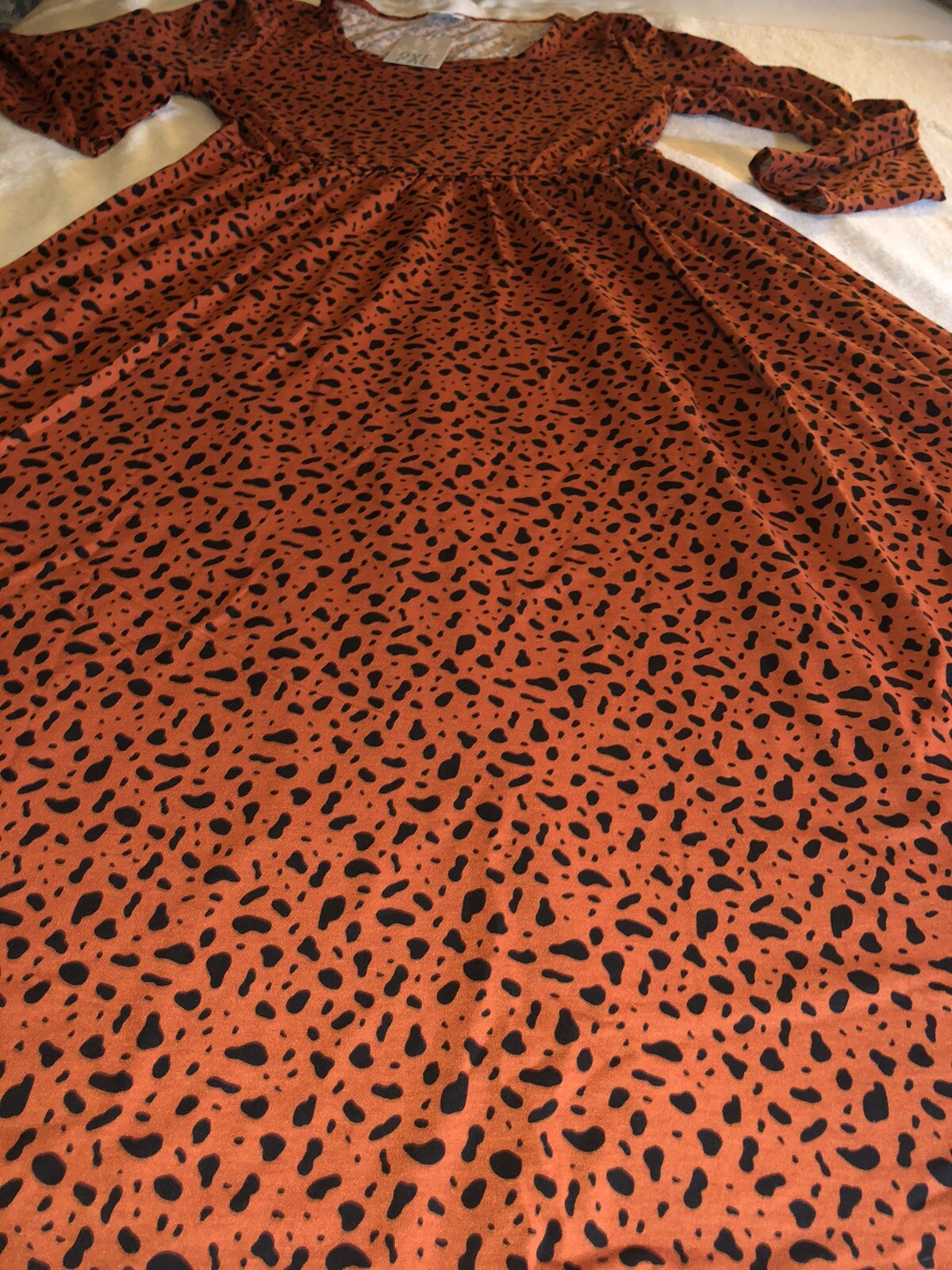 LuLaRoe Ryane Long Sleeve Empire Waist Dress Orange Animal Print 🦄2XL ...
