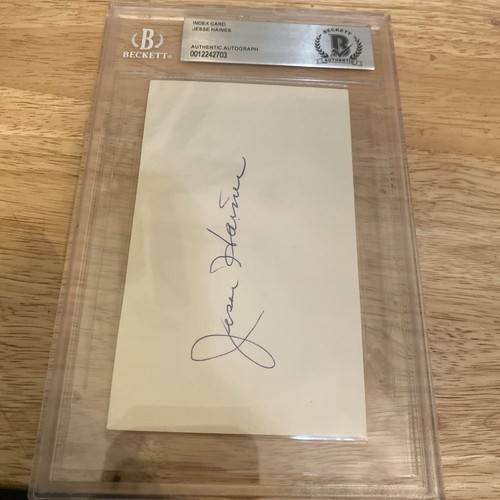 Jesse Haines Beckett BAS Signed 3x5 Index Card Autographed | eBay