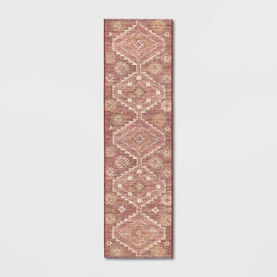 2'x7' Southbury Washable Printed Diamond Style Runner Rug Rust ...