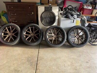 4ea 22x9.5/22x11" Ferrada Wheels FR2 Matte Bronze with Gloss Black Lip ...