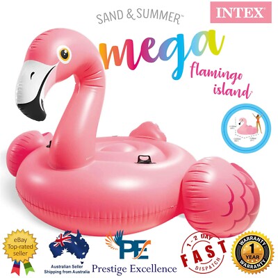 Inflatable Mega Flamingo Ride-On Pool Float Pink Water Swimming Lounge ...