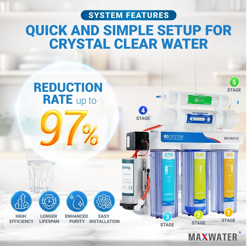 Max Water 5 Stage Residential Drinking Reverse Osmosis System With ...