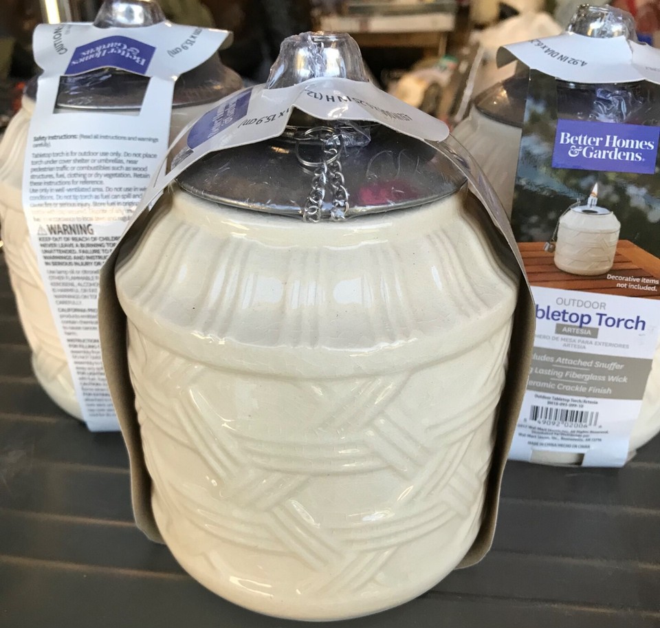 3 Outdoor Ceramic Pot.Tabletop Torches Better Home &Garden Fiberglass ...