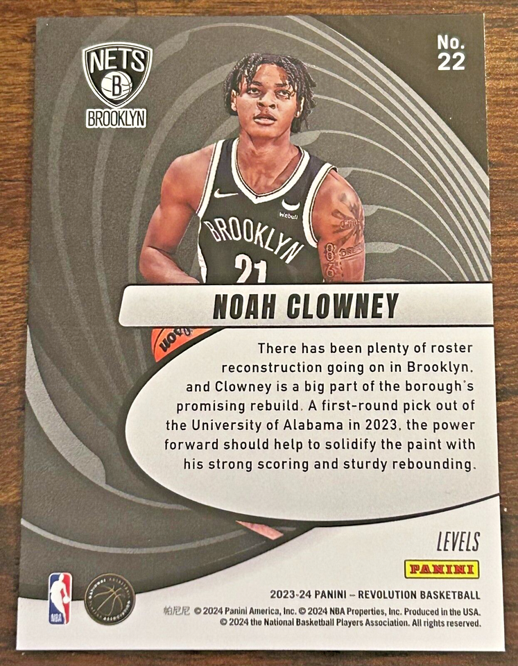 2023-24 Revolution NOAH CLOWNEY Vortex LEVELS Rookie Card RC Brooklyn ...