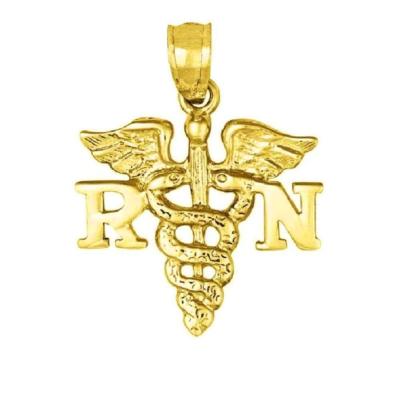14k Yellow Gold RN (Registered Nurse) Pendant / Charm, Made in USA | eBay
