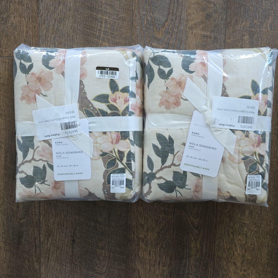 Pottery Barn Set of 2 Nola Songbird Comforter Shams EURO NEW | eBay
