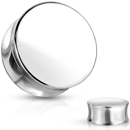 PAIR - SOLID STAINLESS STEEL DOUBLE FLARED PLUGS HEAVY METAL GAUGES (4G ...