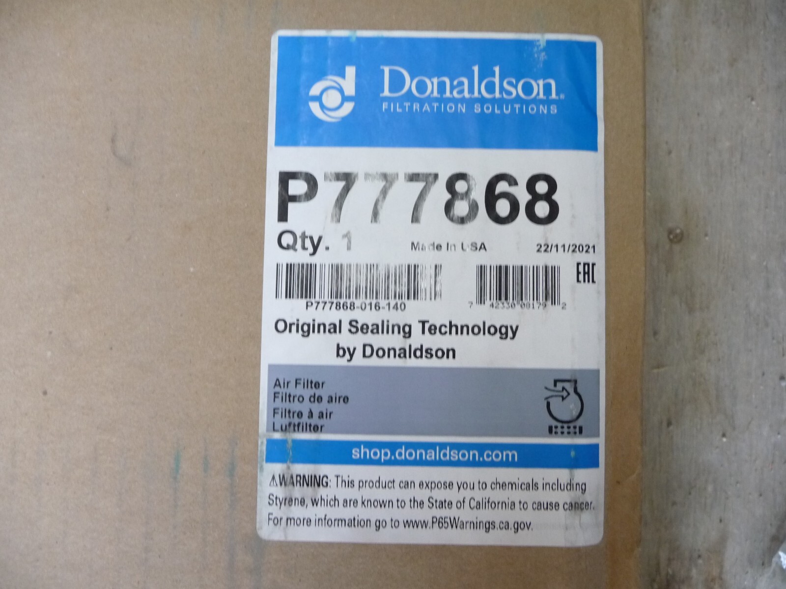 DONALDSON P777868 - Air filter cross reference