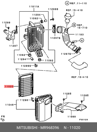Genuine OE Filter Assembly Air Element MR968396 for Mitsubishi MR96 ...