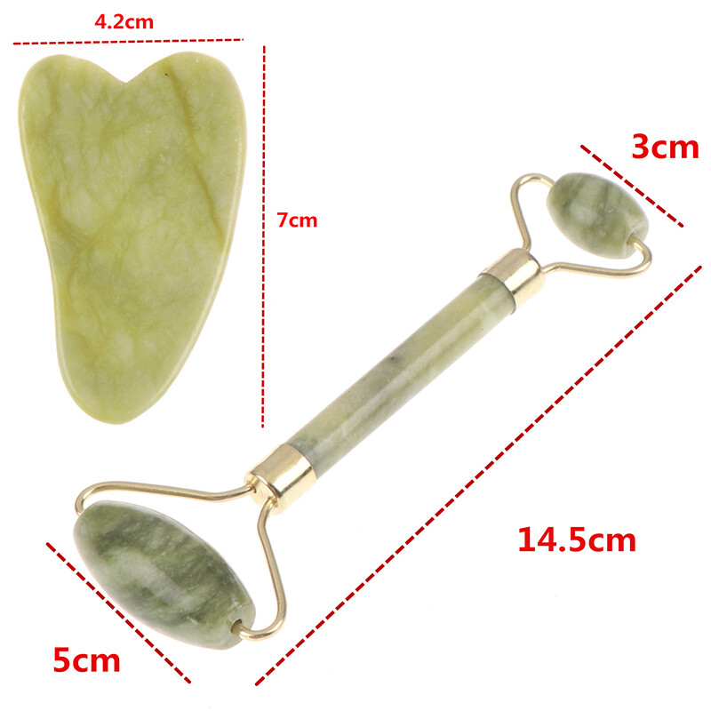 Roller and Gua Sha Tools by Natural Jade Scraper Massager with Stones ...