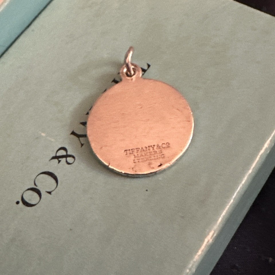 VINTAGE TIFFANY & CO MAKERS STERLING SILVER CHARM PENDANT ROUND CIRCLE ...
