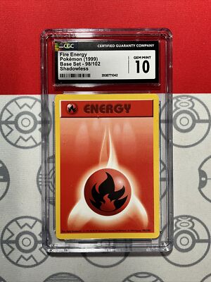 NEW CGC 10 GEM Pokemon Base Set Shadowless Fire Energy 98/102 1042 | eBay