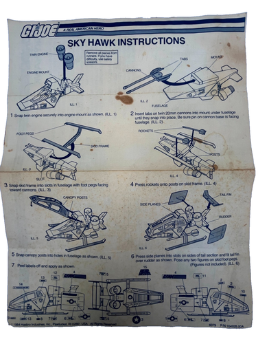 G.I. GI JOE GIJOE SKY PATROL SKY HAWK BLUEPRINTS INSTRUCTION SHEET ...