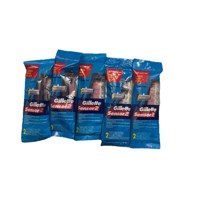 5 Packs Gillette Sensor 2 Disposable Razors | Twin Pack Comfort Blades ...