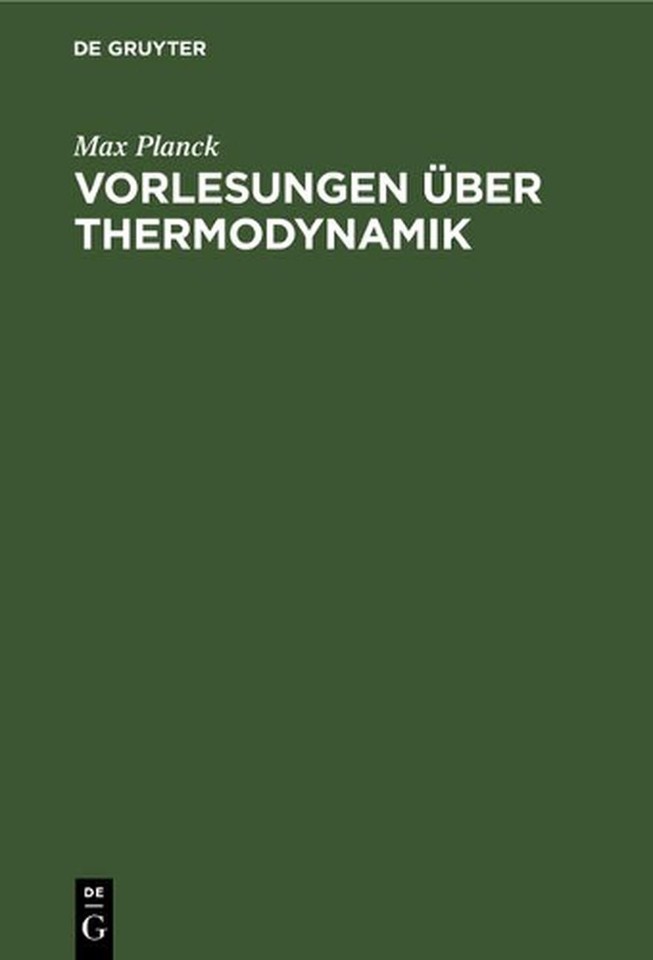 Vorlesungen ber Thermodynamik by Max Planck (German) Hardcover Book 9783112343654 | eBay