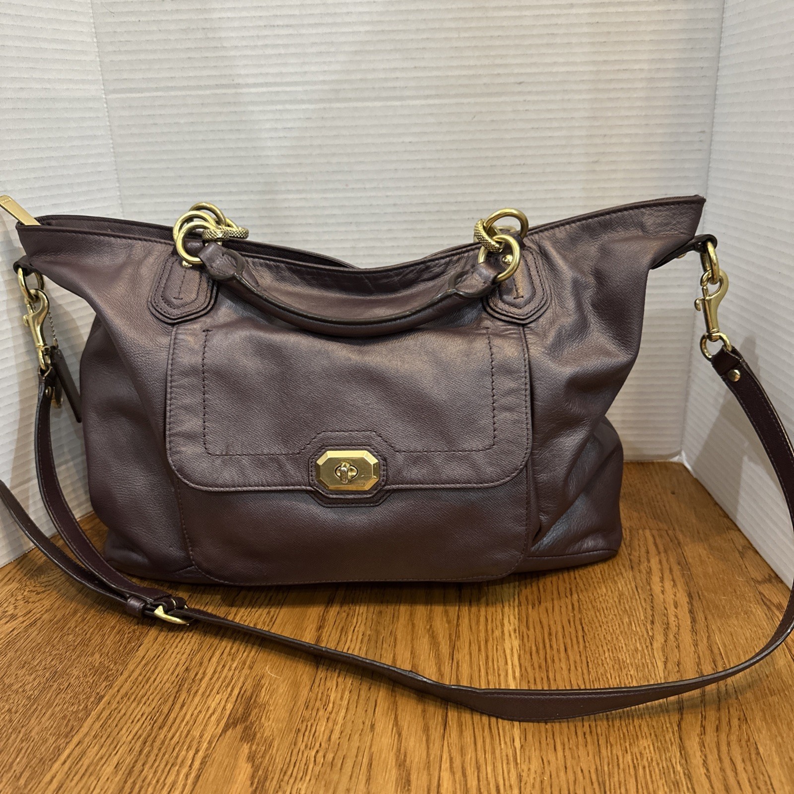 Coach Campbell Turn Lock Izzy Satchel Dark Plum Shoul… - Gem
