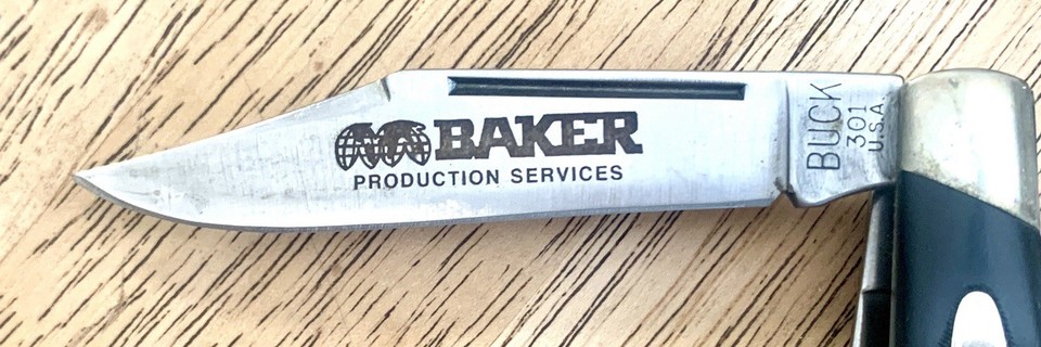 Buck Knife 3 Blade Stockman #301 Black Delrin Baker Oilfield Tools ...