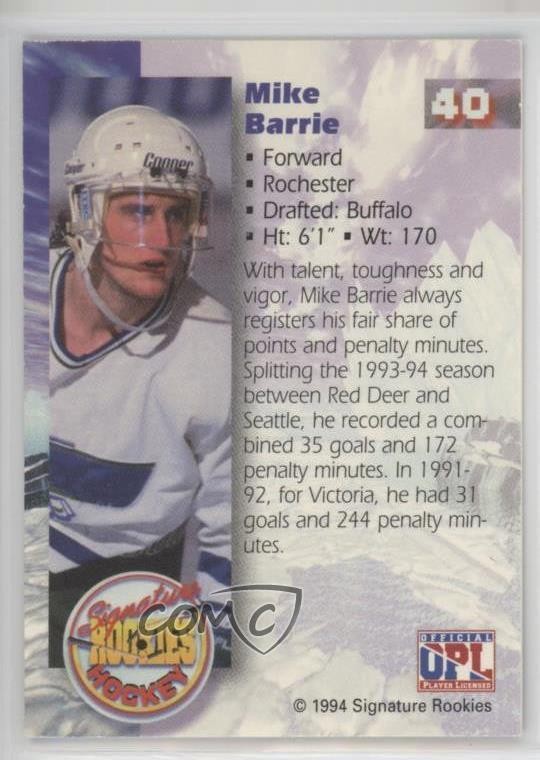 1995 Signature Rookies Signatures /7750 Mike Barrie #40 Auto | eBay