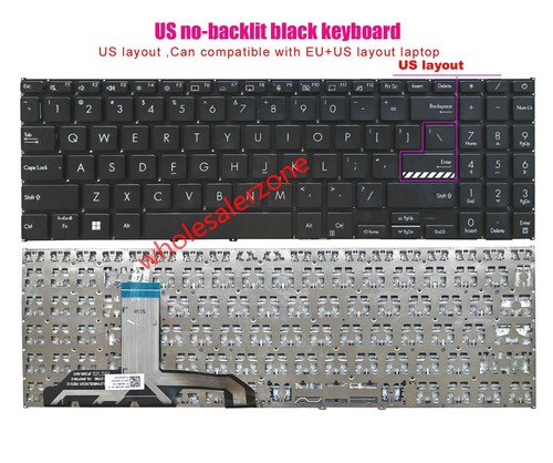 US black No-backlit Keyboard for Asus X1502 M1502 D1502 F1502 X1503 ...