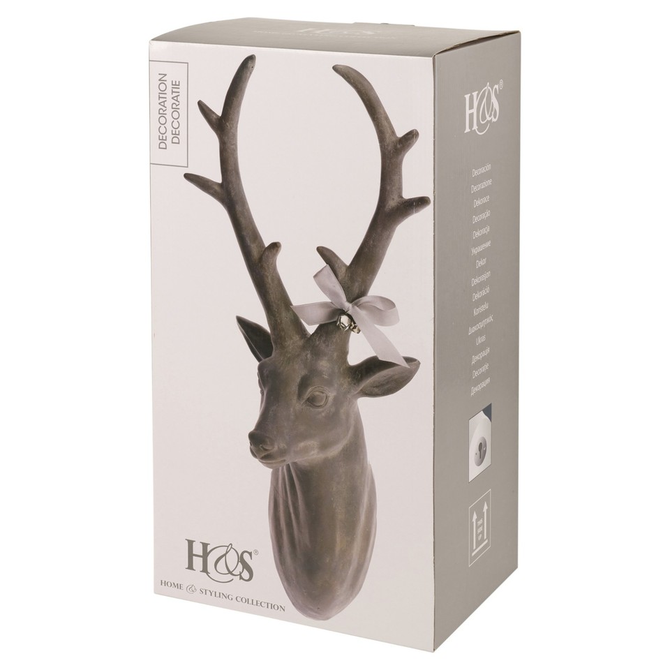 Wall Mounted Reindeer Head Decoration Stag Ornament Deer Antler Trophy ...