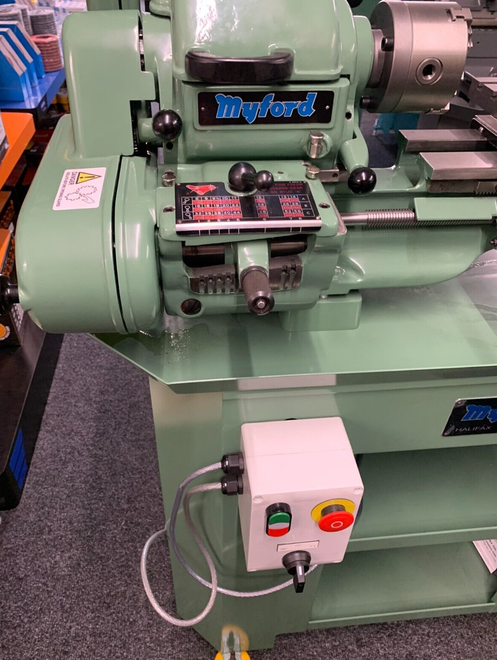 New Myford Super 7 Lathe Metric Green Cabinet Power feed Gearbox quick ...