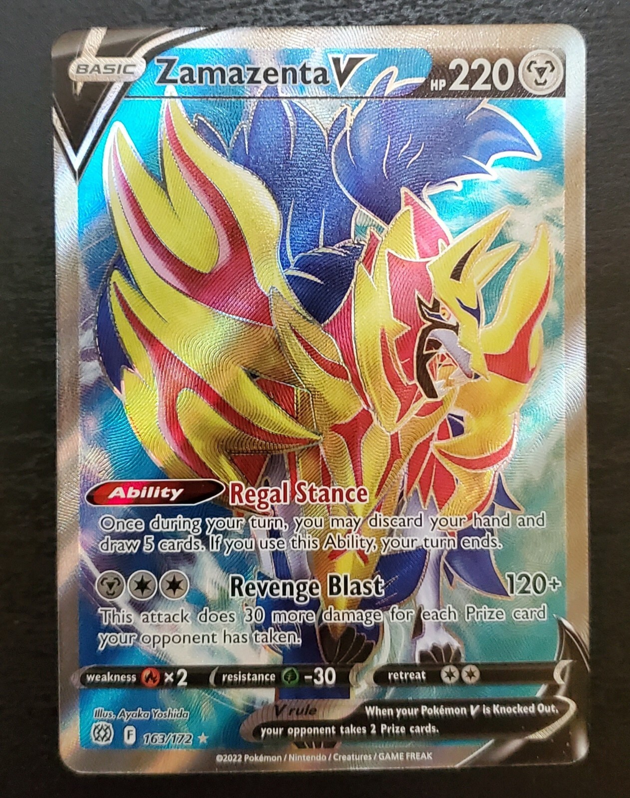 Pokemon TCG - Zamazenta V Full Art 163/172- Brilliant Stars - Holo Rare ...