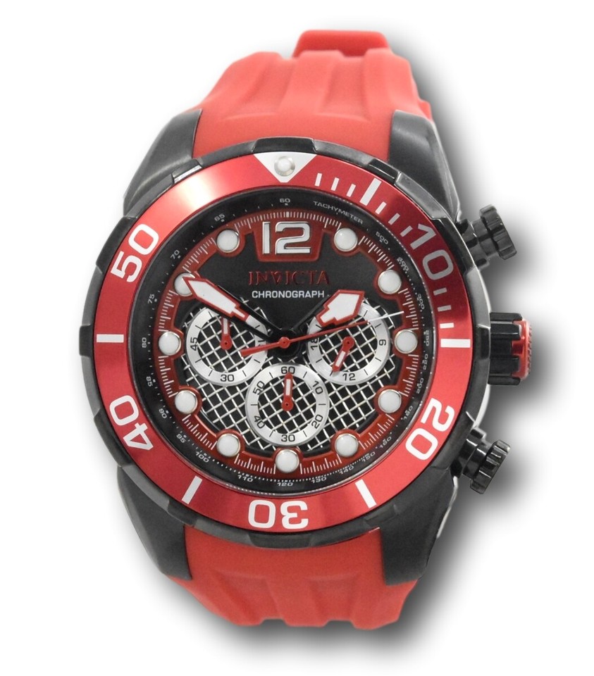 Invicta Pro Diver Men's 50mm Twisted Metal Dial Red Chronograph Watch ...