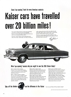 1951 KAISER AUTOMOBILE Large Original Vintage Print Ad | eBay