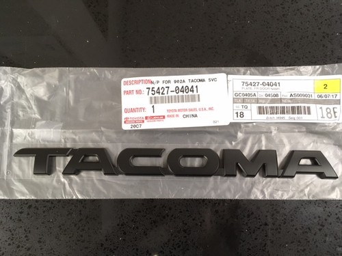 2005-2015 TACOMA FLAT BLACK DOOR / TAILGATE EMBLEM GENUINE TOYOTA TRD ...