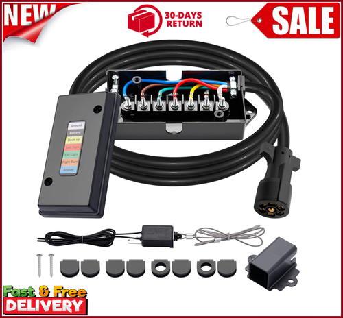 Wiring Harness Kit 8 Ft 7-Way Cord Junction Box with 12V Switch for ...