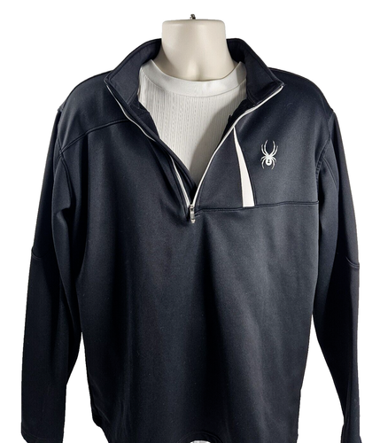 Spyder Sweater Jacket Spider Logo Black 1/4 Zip Pullover Outdoors Mens ...