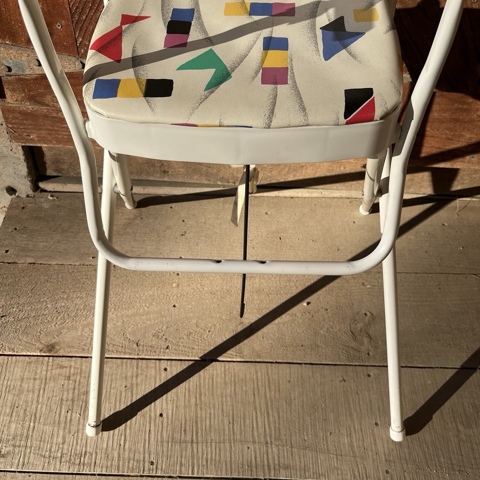 Vintage 80s 90s Cosco Metal & Vinyl Baby High Chair Geometric Shapes ...