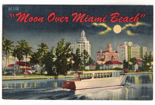 1954 Postcard: “Moon Over Miami Beach” - Florida | eBay