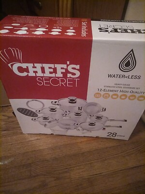 Chef's Secret 28-Piece Waterless Cookware Set - 12-Element Stainless ...