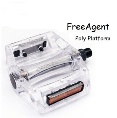 FREE AGENT POLY PLATFORM, BMX/ Hybrids 9/16''Clear Polycarbonate Pedal ...