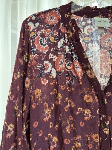 Women's Flutter Long Sleeve Wrap Dress - Knox Rose Burgundy Floral L | eBay