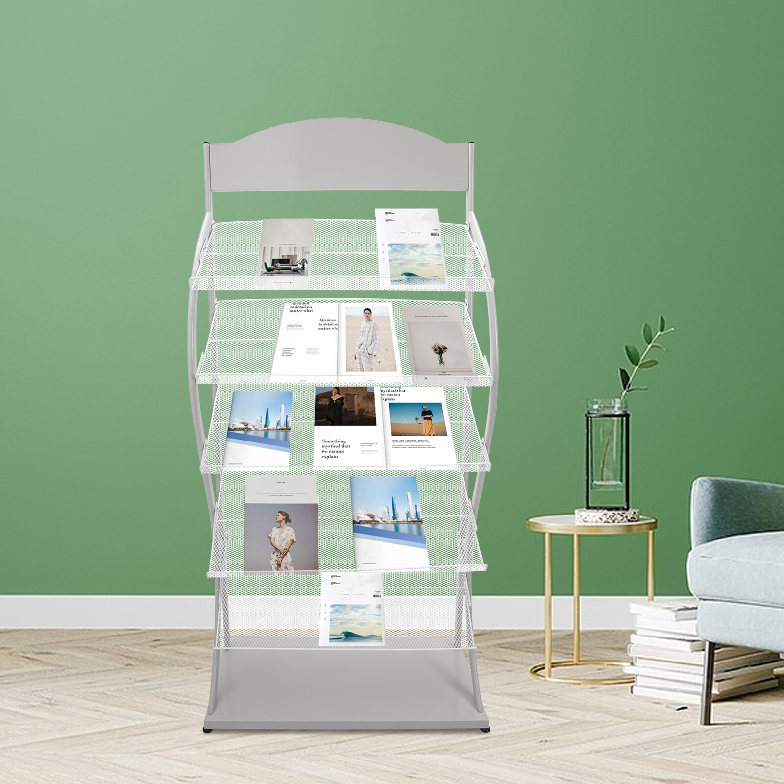 5-Layer Standing Magazine Rack Office Brochure Comic Display Organizer ...