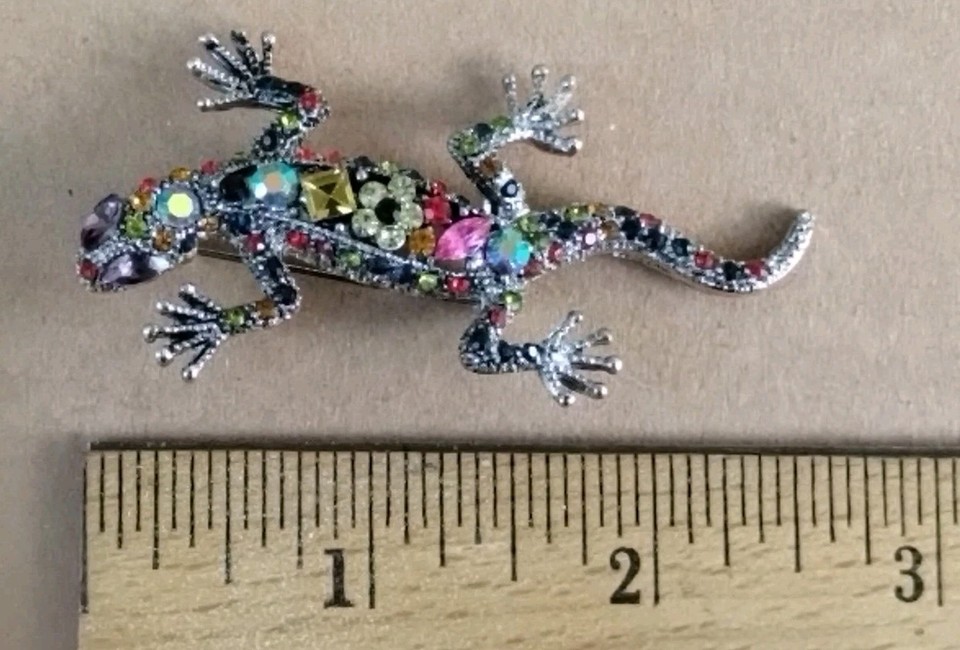 3 Matching Vintage Sparkly Lizard Gecko Rhinestone Brooches 2.75".. | eBay