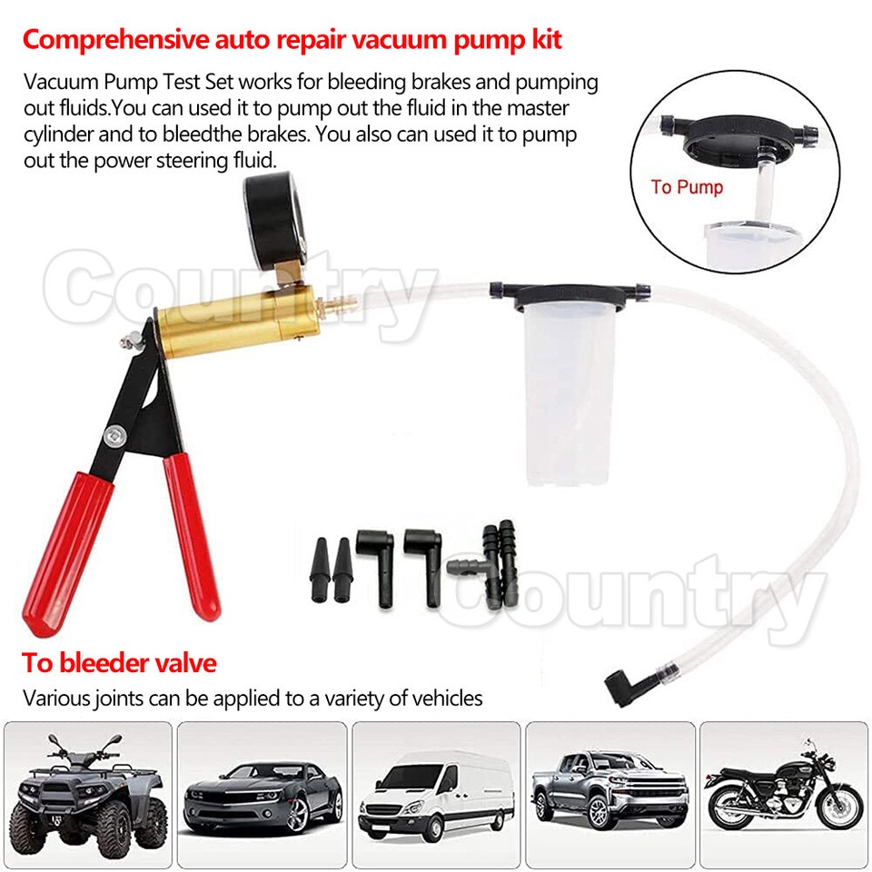 Brake Bleeder Vacuum Motorbike Pump Hand Held Bleeding Tester Kit Car ...