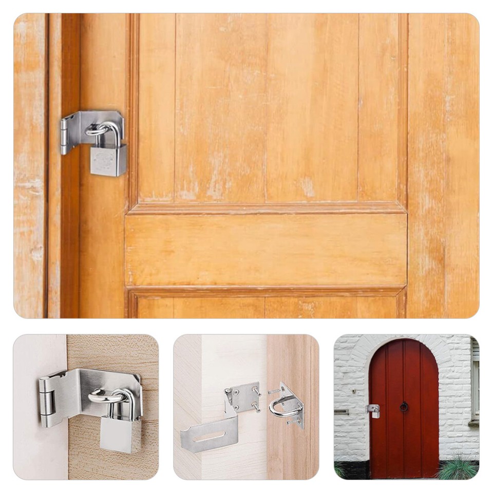 Hasp Latch Padlock Latch 4 Inch 90 Degree Stainless Steel Padlock Hinge ...
