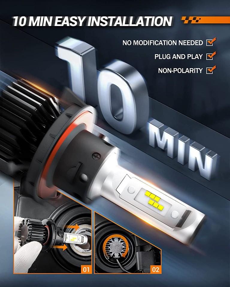 SEALIGHT X1 H13/9008 LED Headlight Bulbs Super Bright White For Ford ...