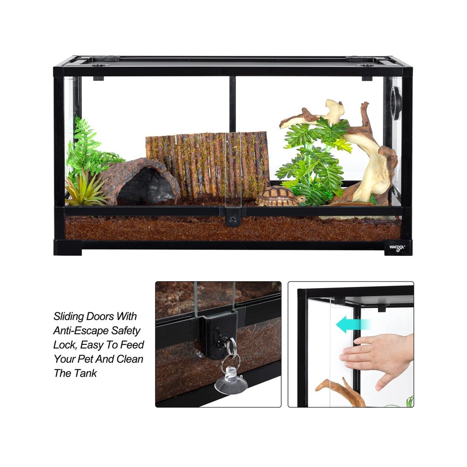 Large Reptile Tank 25 Gallon, 360°Full Vision Glass Reptile Terrarium ...