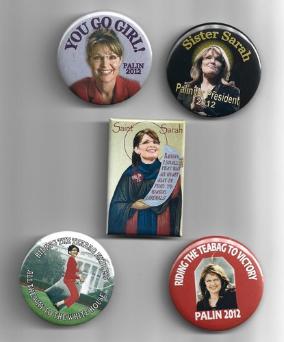 2012 pin SARAH PALIN 5 pinback DRAFT Precursor to MAGA & Donald TRUMP ...