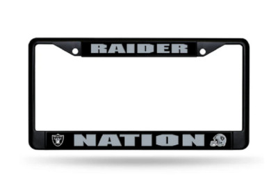 LAS VEGAS RAIDERS NATION NFL Licensed BLACK Metal Auto License Plate ...