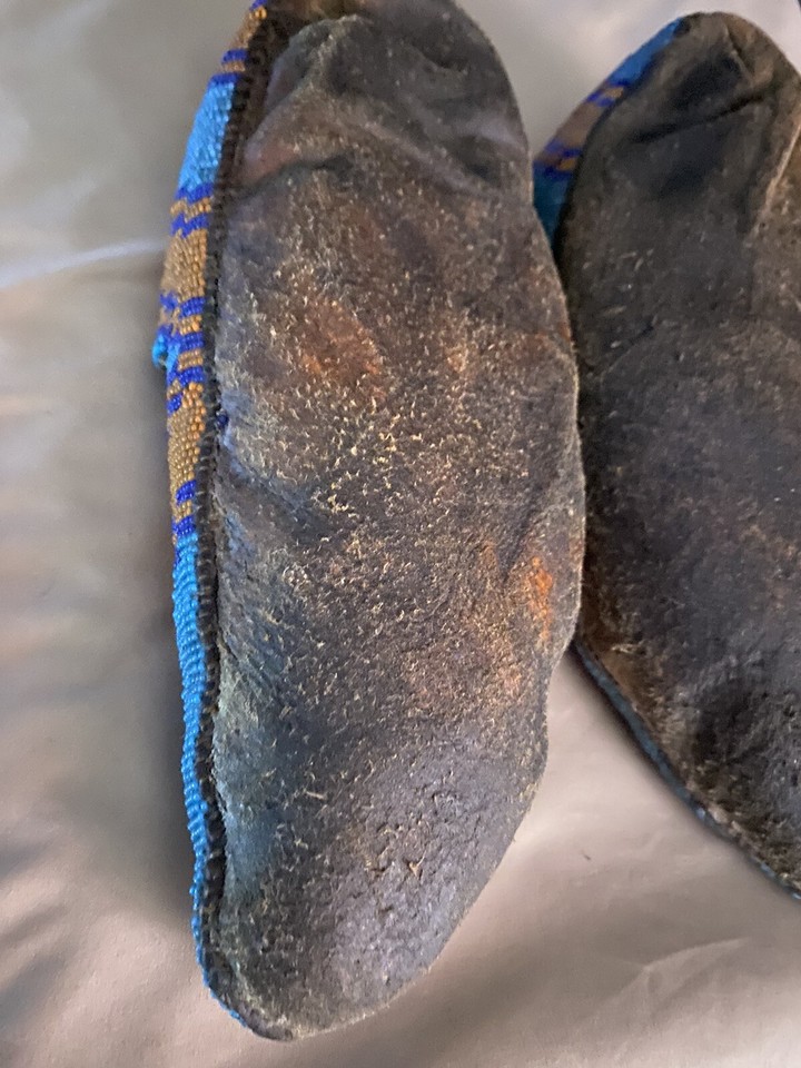 Early 1880s Antique Central Plains Cree Beaded Moccasins VGC | eBay